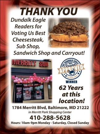 Sandwich Shop, Merritt Sub, Baltimore, MD