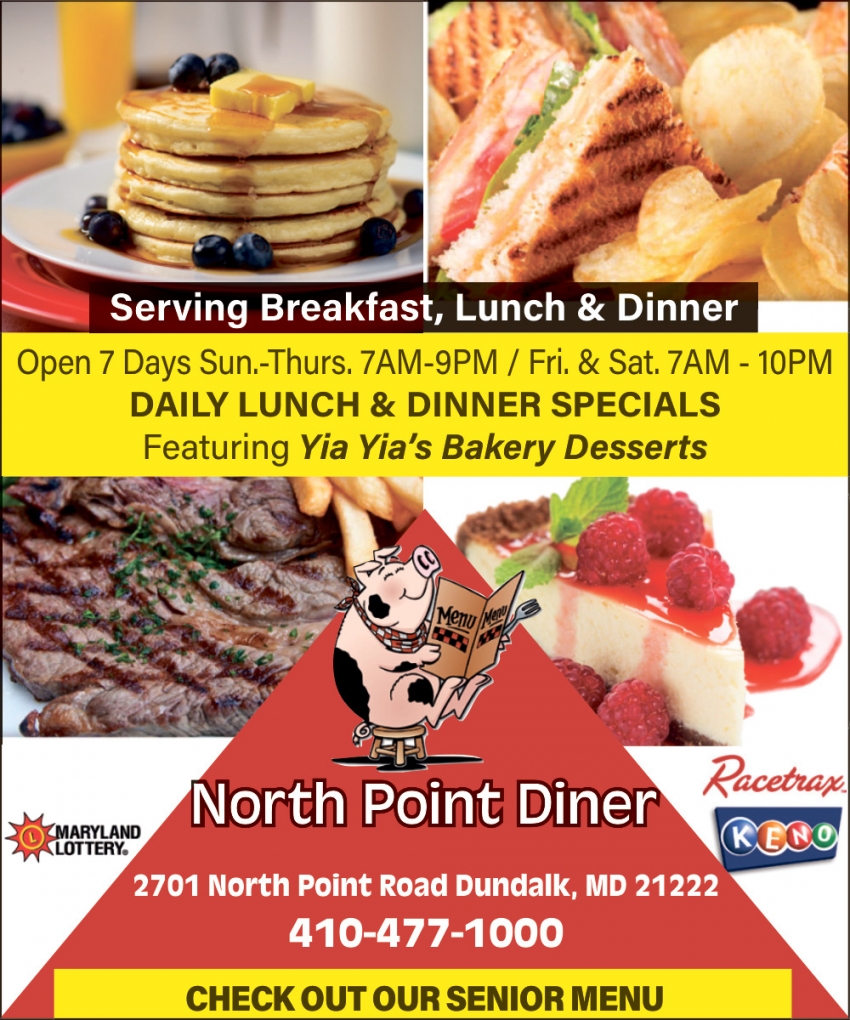 Daily Lunch & Dinner Specials, North Point Diner, Baltimore, MD