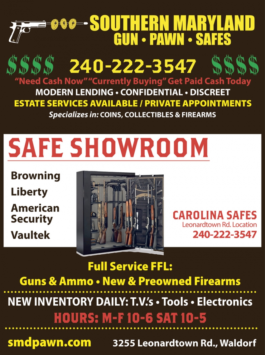Safes Showroom, Southern Maryland Pawn and Gun, Easton, MD